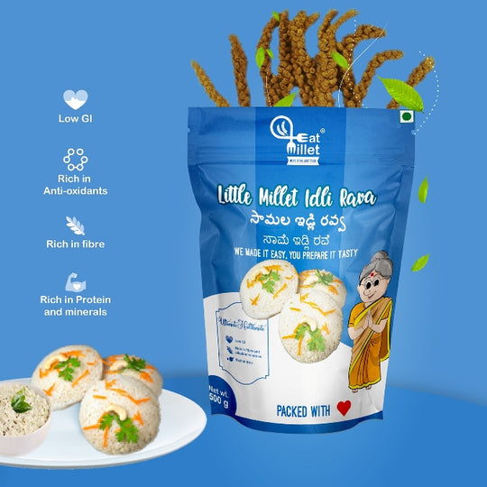 Little Millet Idli Rava 500 Gms | Gluten Free | 100% Naturally Organic ...