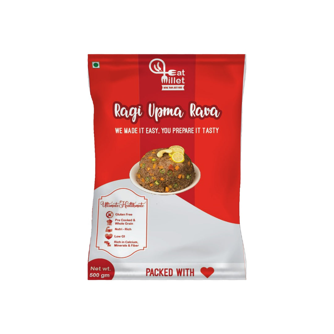 Ragi Upma Rava 500 Gms | Gluten Free | 100% Naturally Organic Millets ...