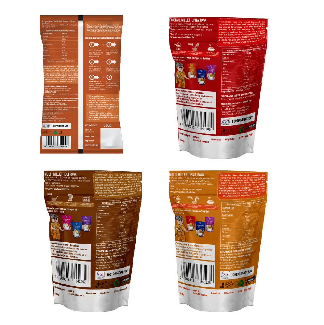 Ragi idli rava Foxtail Upma Rava Multi Millet Idli Rava and Upma Rava ...